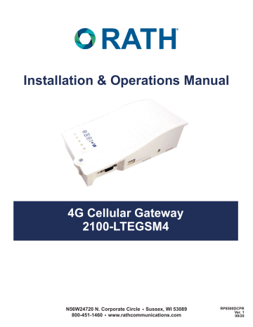 Rath 2100-LTEGSM4 Installation & Operation Manual | Manualzz