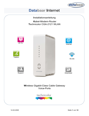 Technicolor CGA2121 Installationsanleitung | Manualzz