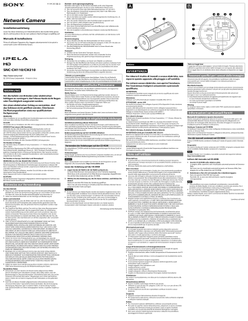 Sony IPELA HD SNC-CH210 Installationsanleitung | Manualzz