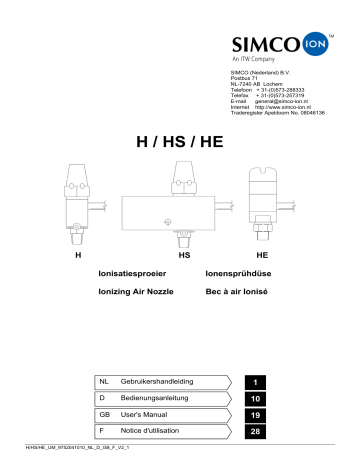 ITW Simco-Ion HE, Simco-Ion HS User Manual | Manualzz