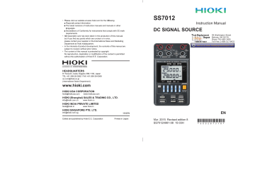 Hioki SS7012 Instruction Manual | Manualzz