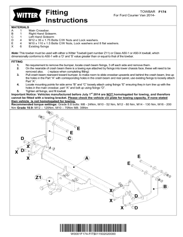 Witter F174 Fitting Instructions | Manualzz