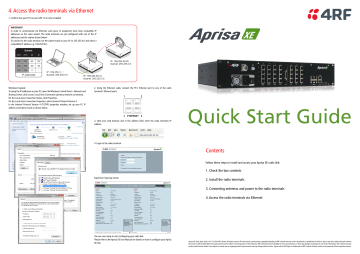 4RF Aprisa XE Quick Start Manual | Manualzz