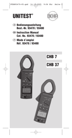 BEHA Unitest CHB 37 Instruction Manual | Manualzz