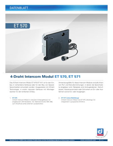 Commend ET 571 Datenblatt/Montageanleitung | Manualzz