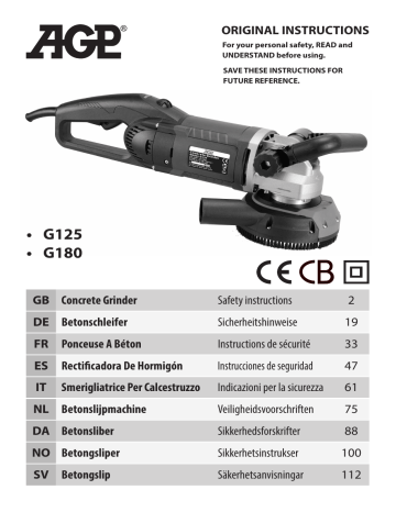 AGP G125 Original Instructions Manual | Manualzz