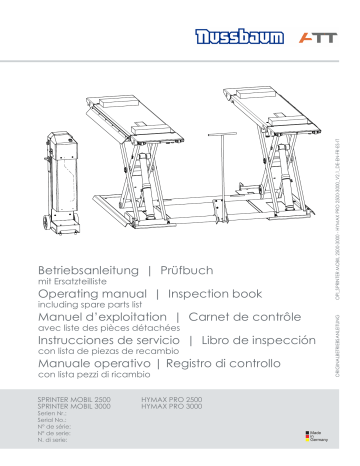 Nussbaum HYMAX PRO 2500, HYMAX PRO 3000 Betriebsanleitung | Manualzz