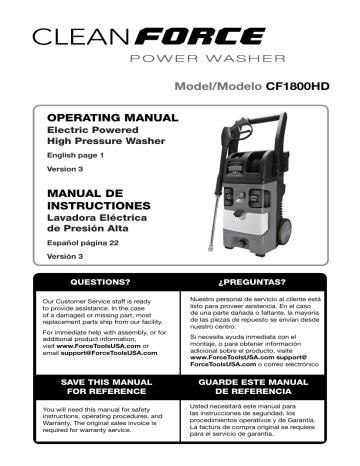 CleanForce CF1800HD Manual De Referencia | Manualzz