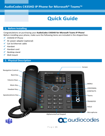 AudioCodes C435HD Quick Guide | Manualzz