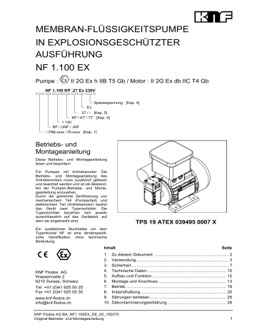 KNF NF 1.100 EX Betriebs- Und Montageanleitung | Manualzz