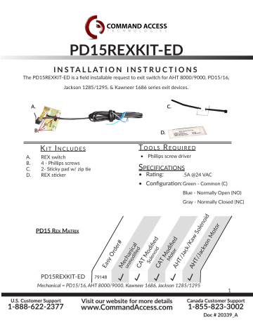Command access PD15REXKIT-ED Installation Instructions | Manualzz