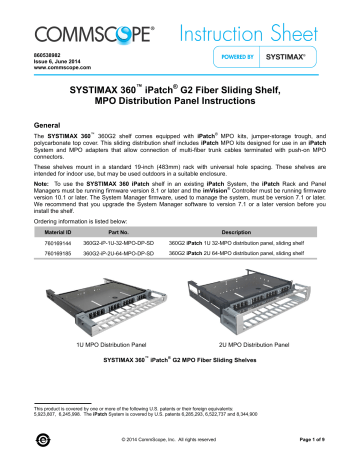 CommScope 360G2-iP-1U-32-MPO-DP-SD Instruction Sheet | Manualzz