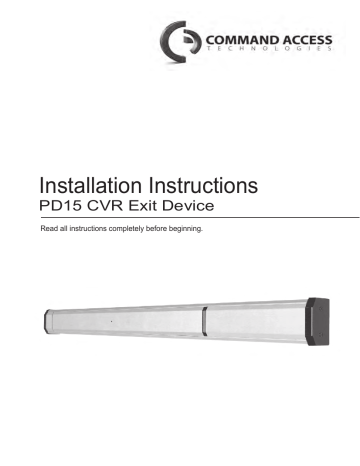 Command access PD15 Installation Instructions Manual | Manualzz