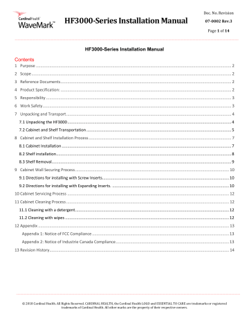 Cardinal Health WaveMark HF3000 Series Installation Manual | Manualzz