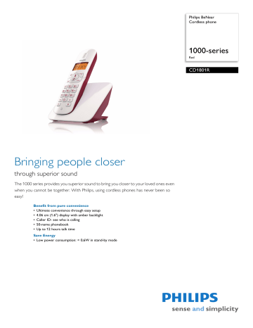 Philips Cordless phone CD1801R Telephone Leaflet | Manualzz