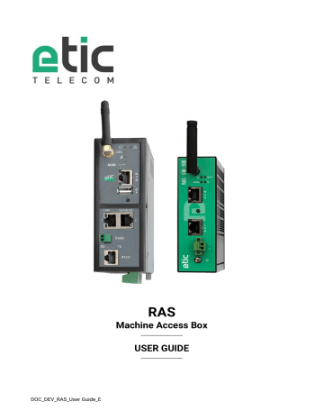 Etic Telecom RAS-C-100, RAS-E-100, RAS-E-400, RAS-EC-220 User Manual ...