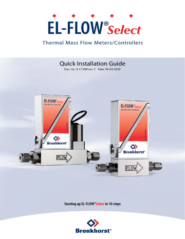BRONKHORST EL-FLOW Select Series Quick Installation Manual | Manualzz