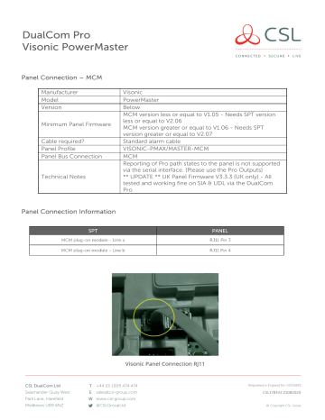 CSL DualCom Pro Visonic PowerMaster Quick Start Manual | Manualzz