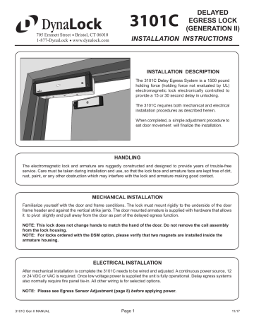 DynaLock 3101C Installation Instructions Manual | Manualzz