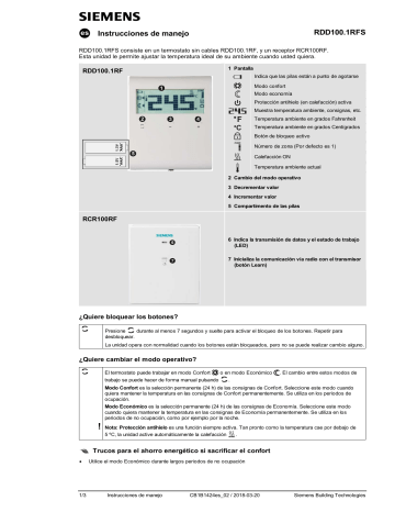 Siemens RDD100.1RFS Instrucciones de operación | Manualzz