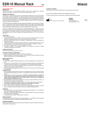 Streck ESR-10 Manual Rack Gebrauchsanleitung | Manualzz
