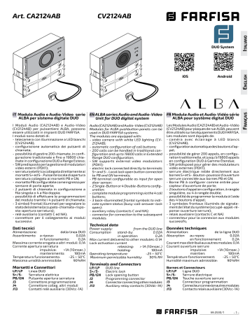 Farfisa ALBA CA2124AB, ALBA CV2124AB Manual | Manualzz