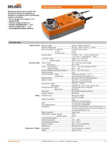 Belimo NF24A-SR-S2 Technical Data Sheet | Manualzz