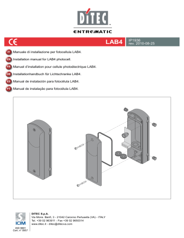 Entrematic DITEC LAB4 Installation Manual | Manualzz