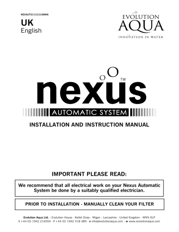 Evolution Aqua NEXUS 220 Installation And Instruction Manual | Manualzz