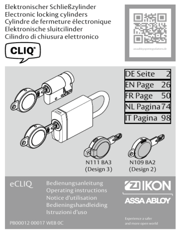 Assa Abloy IKON eCLIQ N110 Operating Instructions Manual | Manualzz