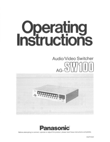 Panasonic AG-SW100 Operating Instructions | Manualzz