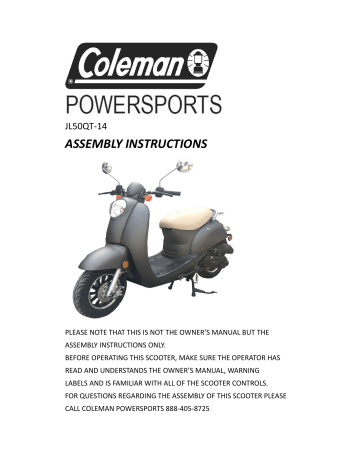 Coleman Powersports JL50QT-14 Assembly Instructions Manual | Manualzz