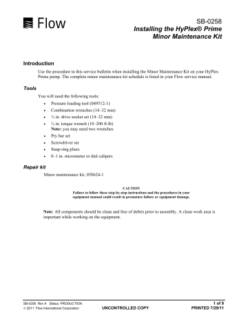 Flow 050624-1, HyPlex Prime Minor Installation Manual | Manualzz
