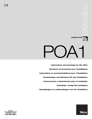 Nice POA1 Anweisungen Und Hinweise Für Den Installateur | Manualzz