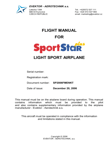 Balked landing climb. EVEKTOR-AEROTECHNIK SportStar plus | Manualzz