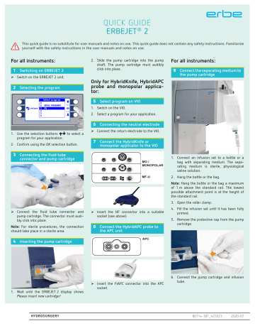 Erbe ERBEJET 2 Quick Manual | Manualzz