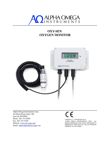 Alpha Omega Instruments OXY-SEN Instruction Manual | Manualzz