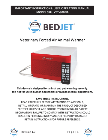 BedJet VET-800NA User's Operating Manual | Manualzz