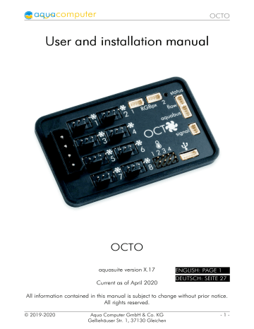 Aqua Computer OCTO, QUADRO User And Installation Manual | Manualzz
