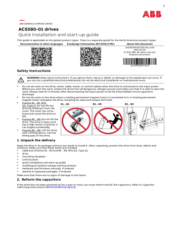 ABB ACS580-01 drives Quick Installation And Start-Up Manual | Manualzz