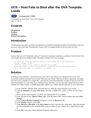Cisco UCS OVA Boot Failure Troubleshooting | Manualzz
