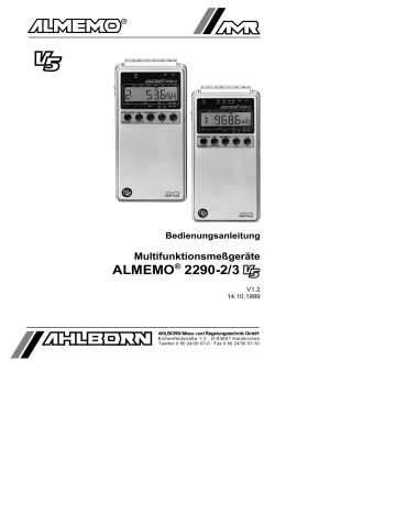 Ahlborn ALMEMO 2290-2, ALMEMO 2290-3 Bedienungsanleitung | Manualzz