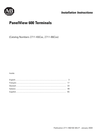 Allen-Bradley PanelView 600 Installationsanleitung | Manualzz