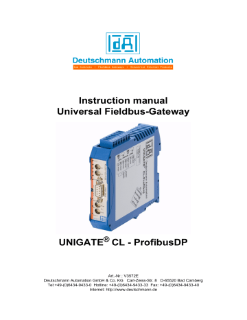 DEUTSCHMANN AUTOMATION UNIGATE CL ProfibusDP Instruction Manual | Manualzz