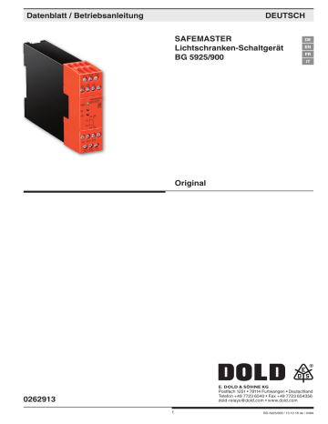 DOLD SAFEMASTER BG 5925/900 Datasheet / Operating Instructions | Manualzz
