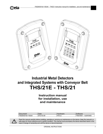 Ceia THS/FB Instruction Manual For Installation, Use And Maintenance ...