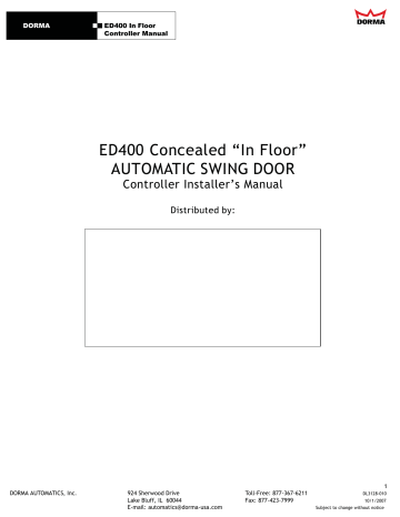 Dorma ED400 Installer Manual | Manualzz