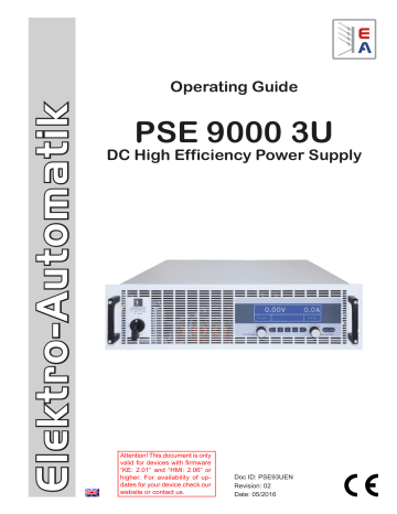 Elektro-Automatik PSE 9000 U Operating Manual | Manualzz