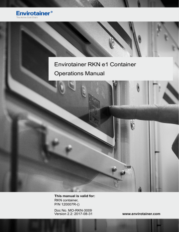 Envirotainer RKN e1 Operation Manual | Manualzz