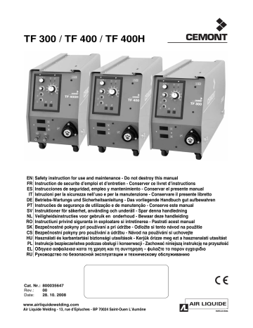 CEMONT TF 300, TF 400, TF 400H Use And Maintenance | Manualzz